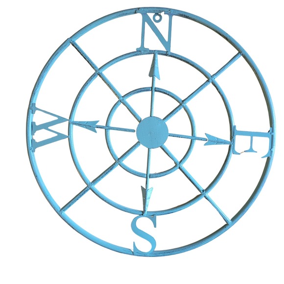 Wall Decor | Metal Compass Wall Decor Tiffany Blue Nautical Coastal ...